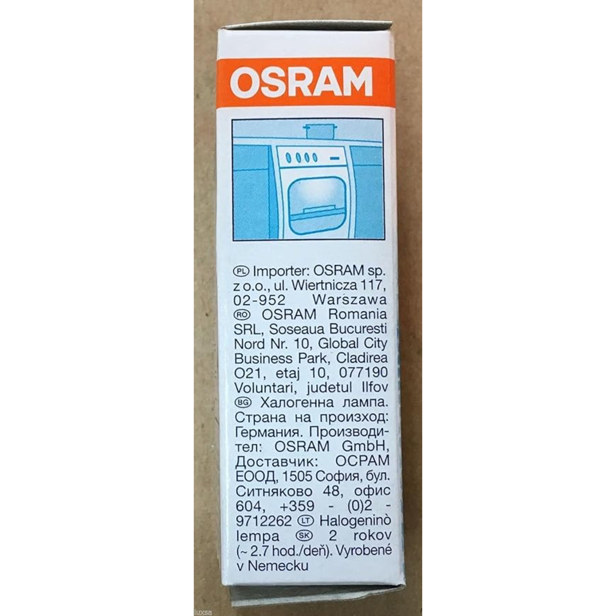 Osram 40W 240V 450Lm 2700K G9 66740 Halopin Oven Rated Halogen Lamp [E