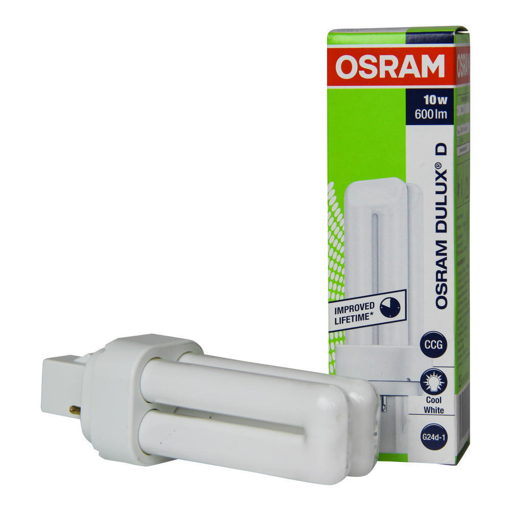 Osram Dulux D 10 W/840 Compact Fluorescent Lamp G24D-1 2-Pin Cool Whit