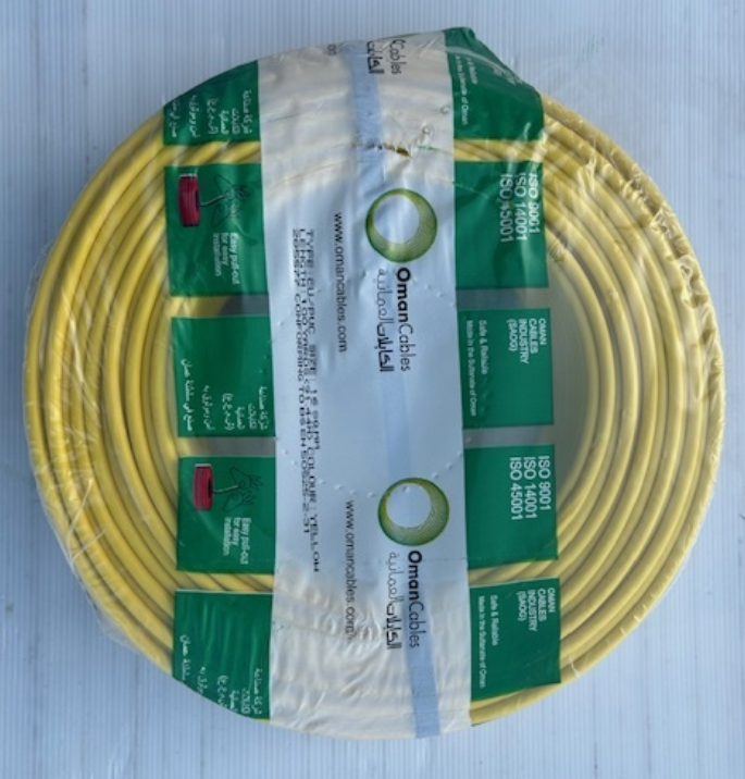 Oman Cables Copper wires Single core 100 Yards or 500M - Black, Yellow ...