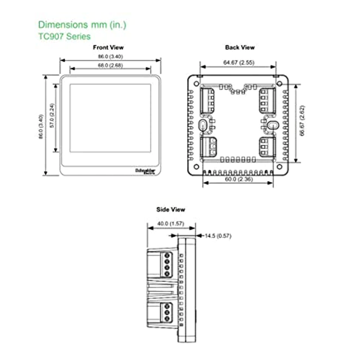 Schneider Electric Thermostat Fan Coil On/Off TC907-3A2LB Touch Screen ...