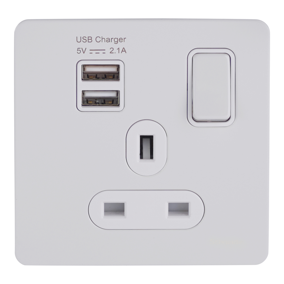Schneider Electric Ultimate Screw Switched Socket with Dual USB, 13A,