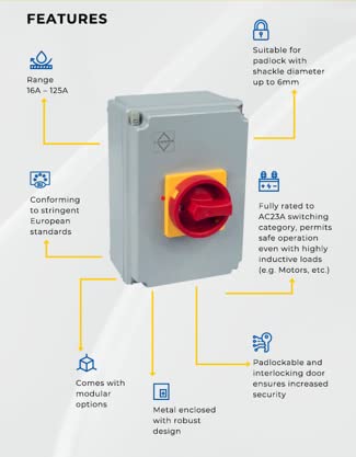 Lewden Die Cast Aluminium Isolator Switch, Glow Wire Resistance, 960 D