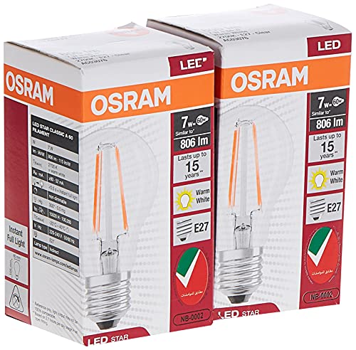 Osram LED Retrofit Classic A Clear Filament Bulb 7W E27 806 Lm 2700K W