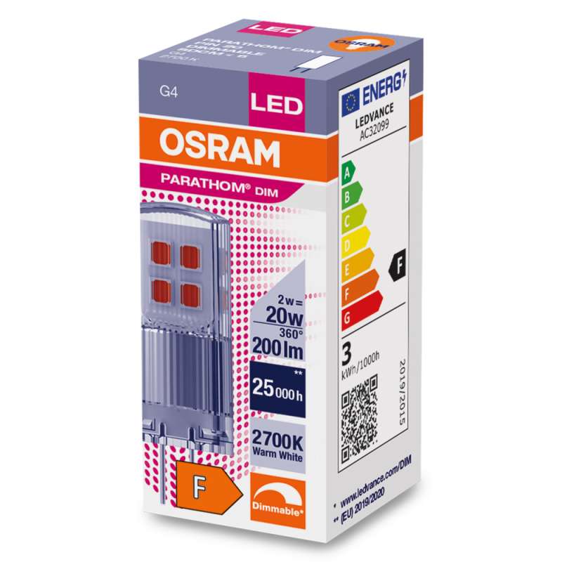Osram G4 LED PIN lamp 12V Dimmable 320 ° 2W Warm White 2700K (Single P