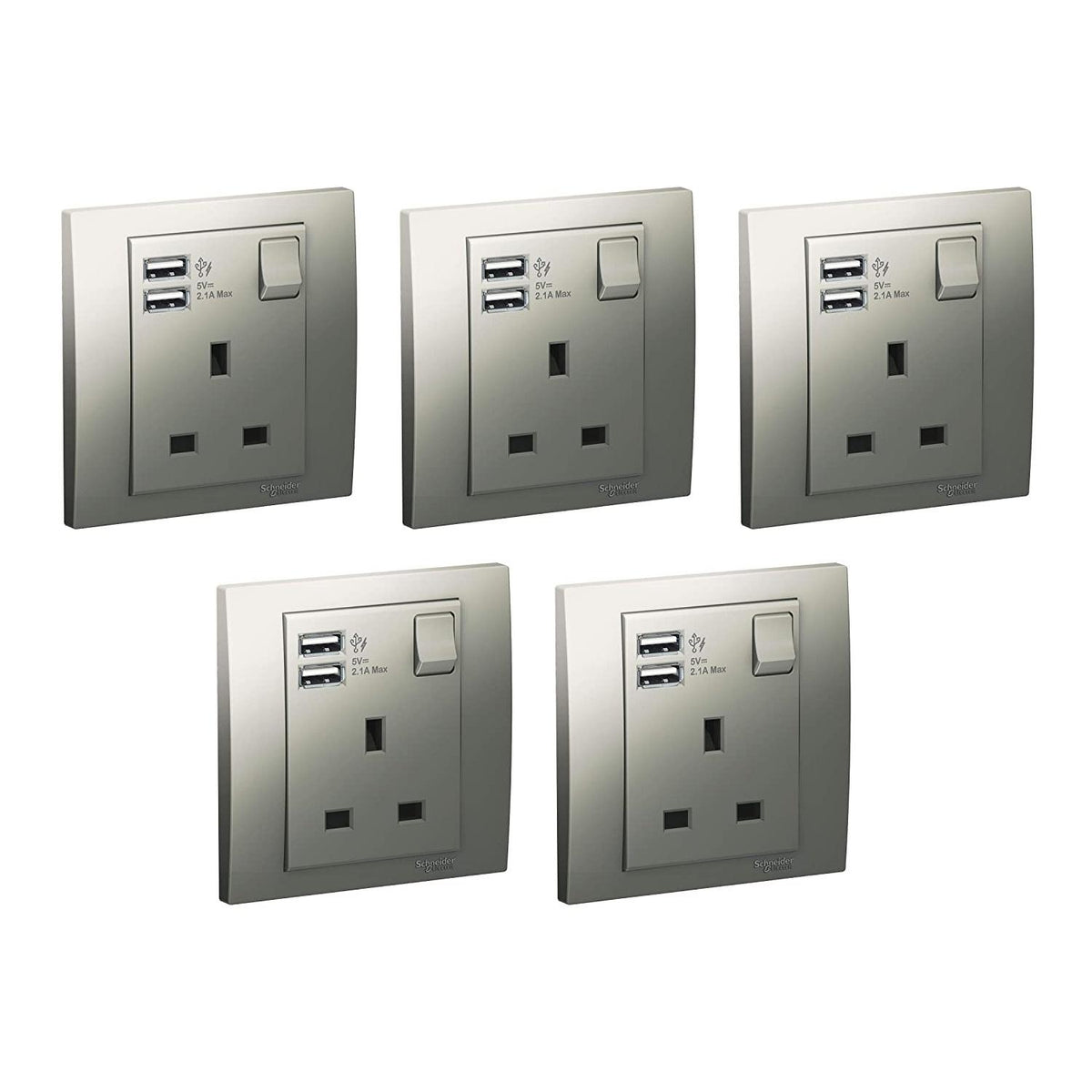 Schneider Electric KB15USB_WE Vivace White/ Aluminum Silver - Single 1